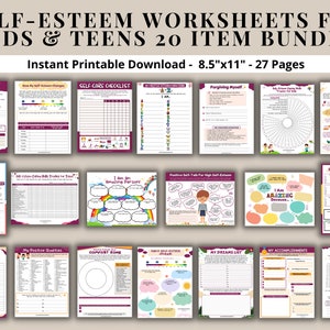 Self-esteem Worksheets 20 Item Printable Bundle for Kids & | Etsy