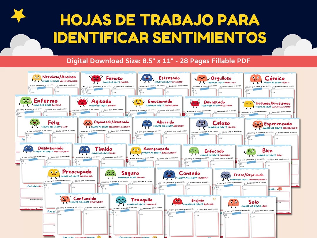 Spanish Feelings/emotions Worksheets for Kids-teens - Hojas De Trabajo ...