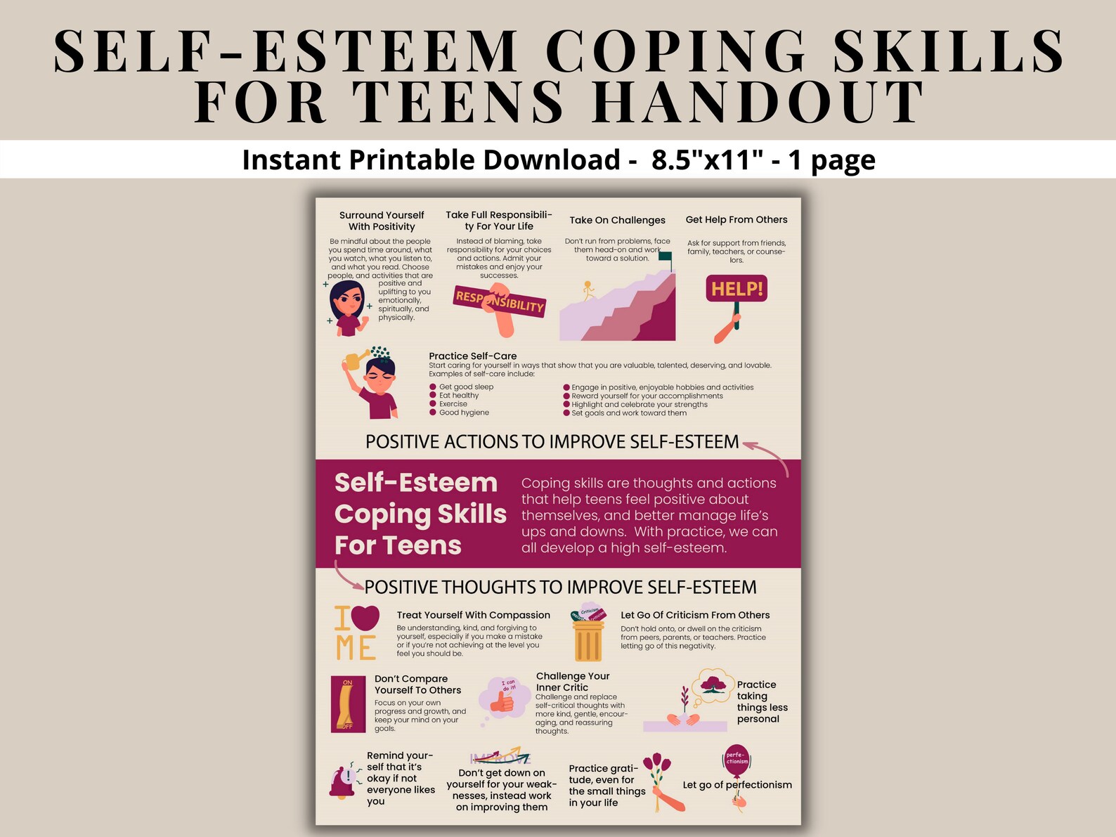 Self-esteem Coping Skills for Kids & Teens Bundle-self - Etsy