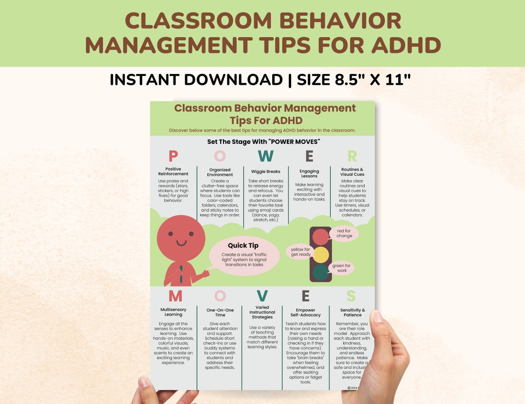ADHD Classroom Behavioral Management Techniques Printable Handout for ...