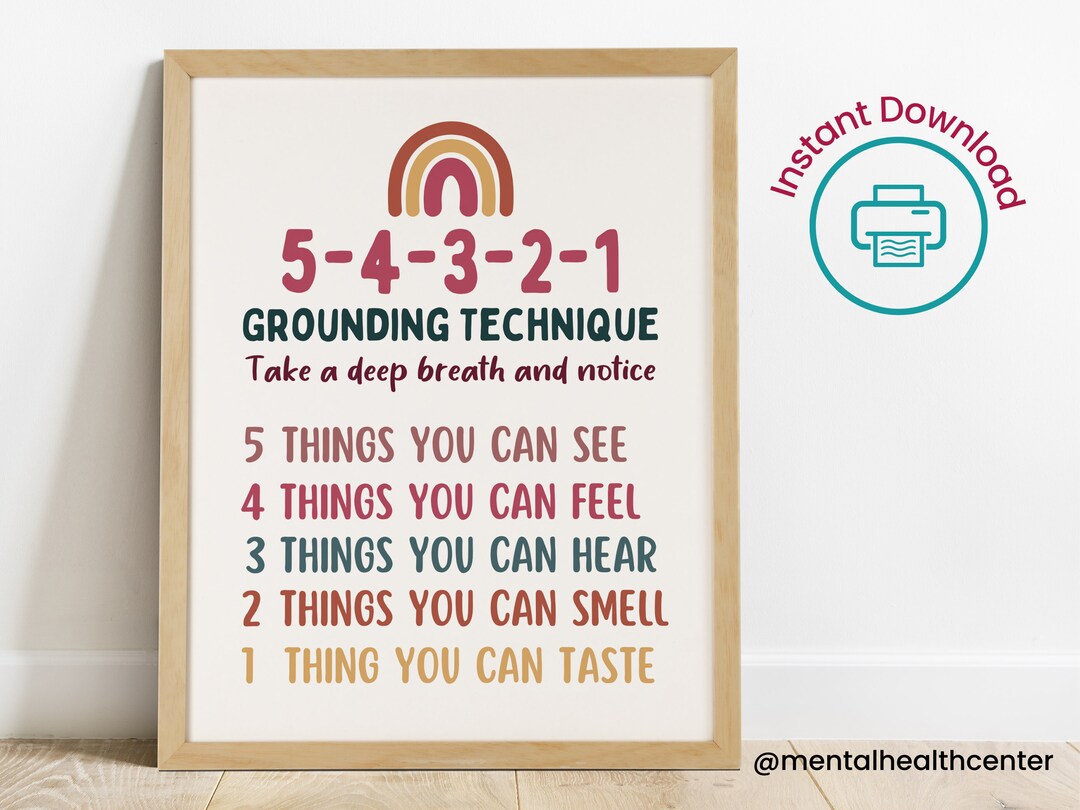 Grounding Technique Poster-calming Strategies Poster-school Counseling ...