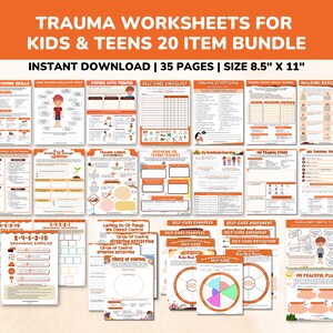Trauma PTSD Worksheets 20 Item Printable Bundle for Kids & Teens-child ...