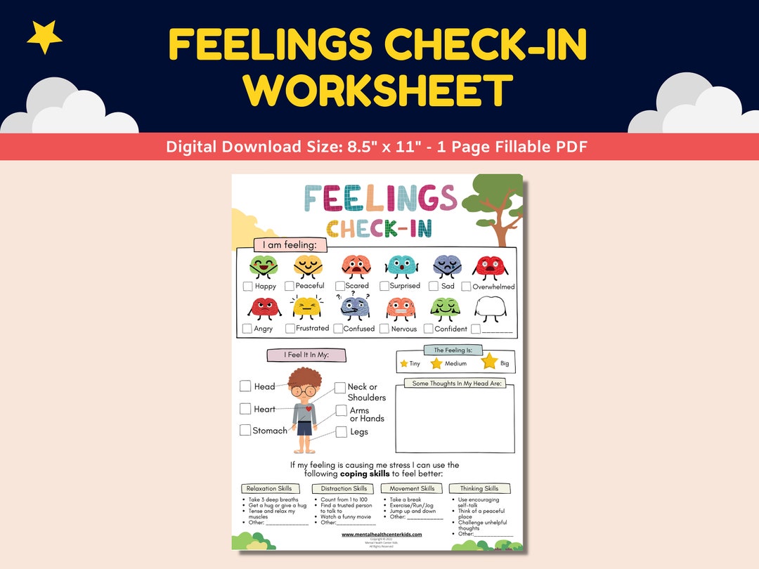 Feelings/emotions Emoji Check in Printable Worksheet for Kids ...