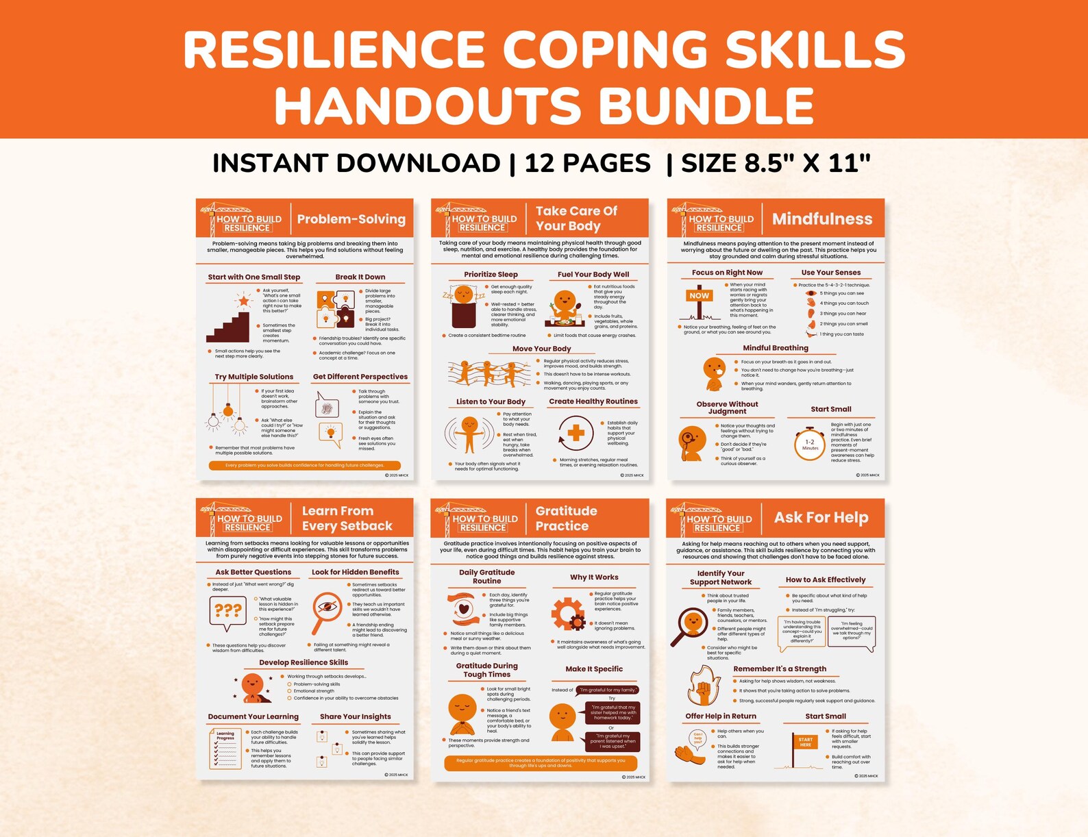 Resilience Coping Skills Handouts-12 Pages How to Build Resilience-kids ...