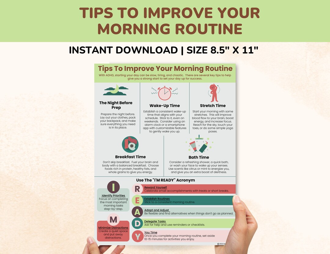 ADHD Morning Routine Tips Coping Skills Strategies-add Executive ...