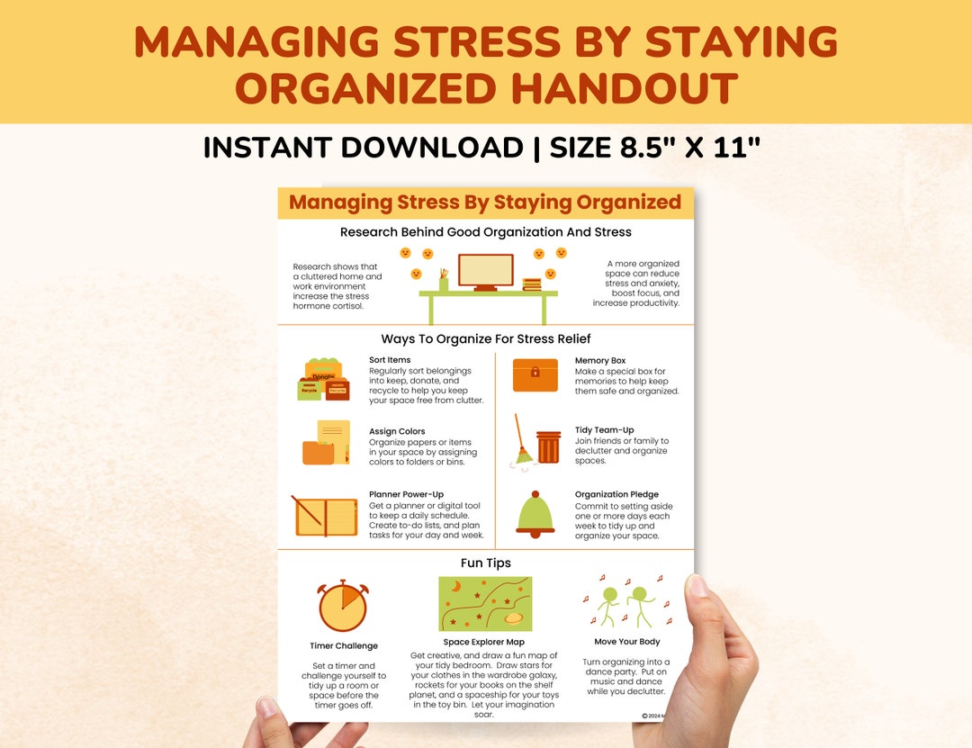 Stress Relief With Organization Skills PDF Handout-stress Management ...