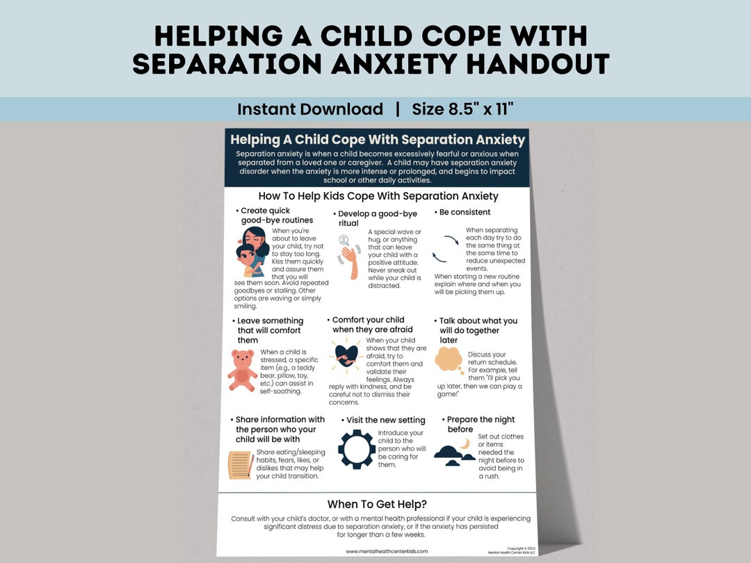 Separation Anxiety Coping Skills Printable Handout Separation - Etsy