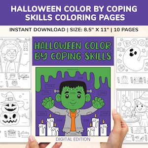 Halloween Color by Coping Skills Coloring Pages Book Printable for Kids ...