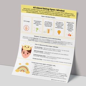 Open-minded Thinking Printable Character Education Kids Teens Handout ...