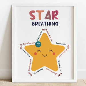 Star Mindfulness Breathing School Social Worker Office Poster for Kids ...