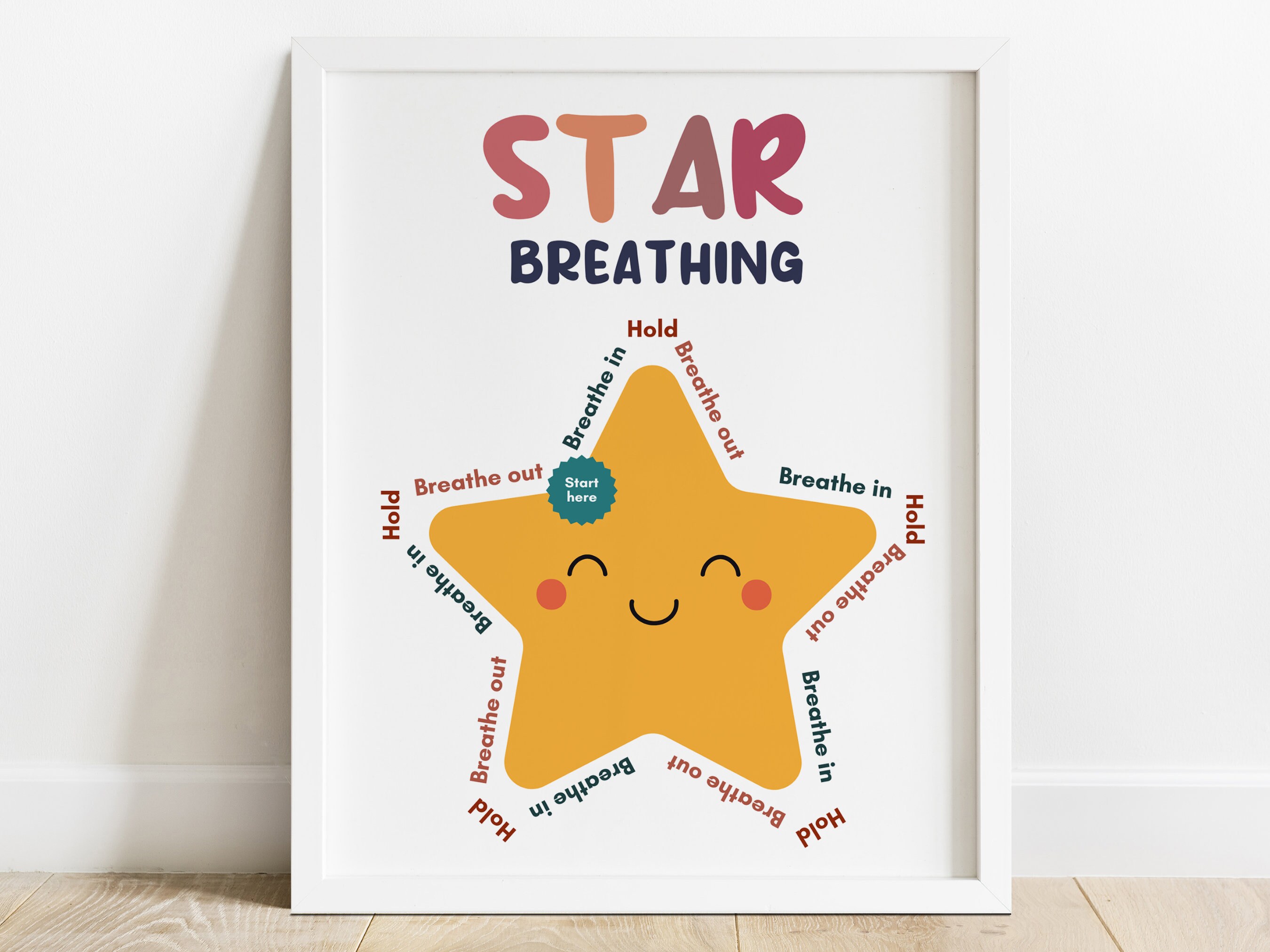Star Mindfulness Breathing School Social Worker Office Poster for Kids ...