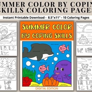 Summer Coloring Pages for Kids-color by Coping Skills Coloring - Etsy