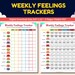 Weekly Feelings Tracker Emoji Worksheets 6 Page Set-identifying ...