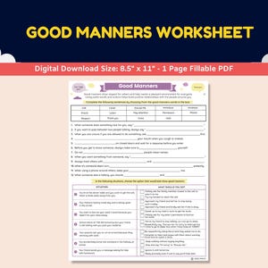 Good Manners Social Skills Worksheets for Kids-teens-students | Child ...