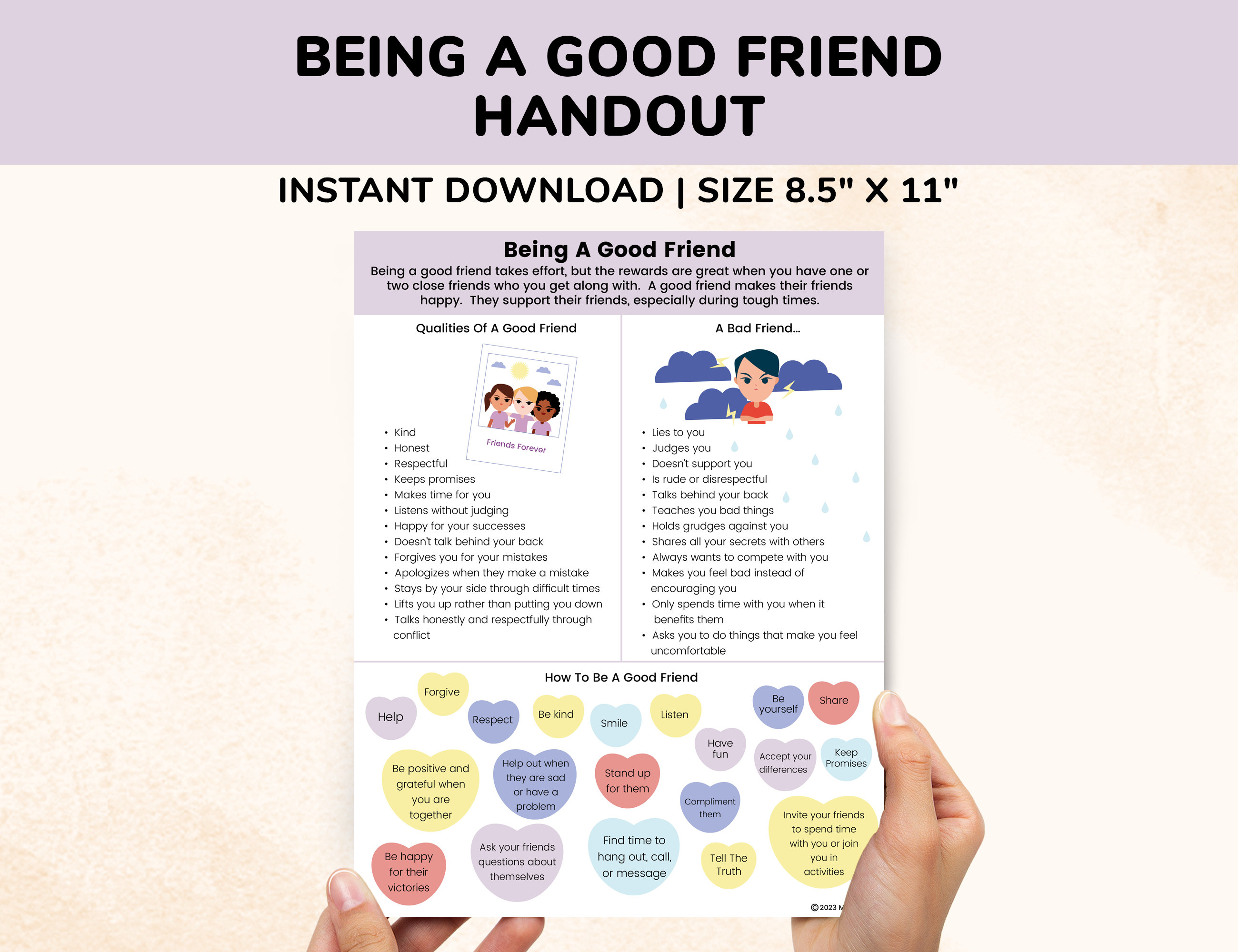 How to Be A Good Friend Kids Teens-friendships Skills School Counselor ...