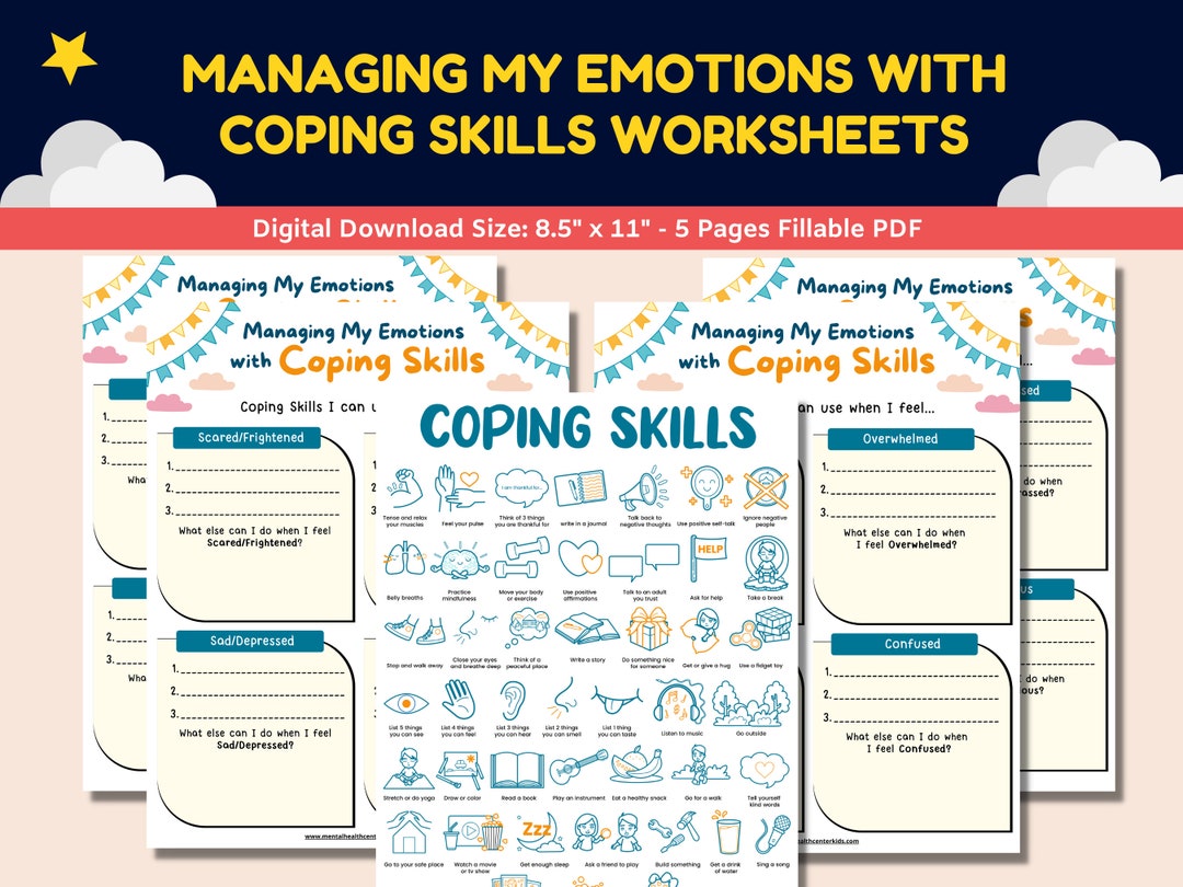 Managing Emotions & Feelings With Coping Skills 5 Pg Worksheets for ...