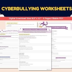 Cyberbullying Social Skills Worksheets for Kids-teens-students ...