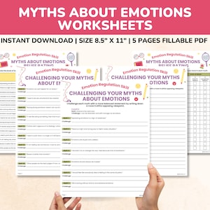 DBT Myths About Emotions Worksheets 5-pages-emotion Regulation Skills ...