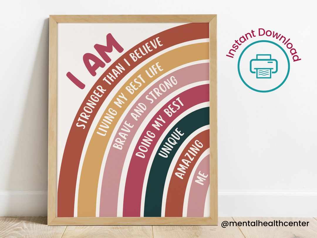 I Am Poster-positive Affirmations Therapy Office Decor-notes to Self ...
