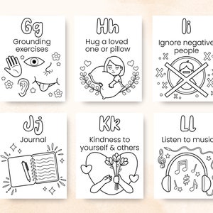 Coping Skills Alphabet Printable Coloring Pages Book Kids Teens Boys ...