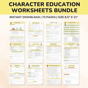 Character Education Worksheets Bundle for Kids-teens-students-73 Pages ...