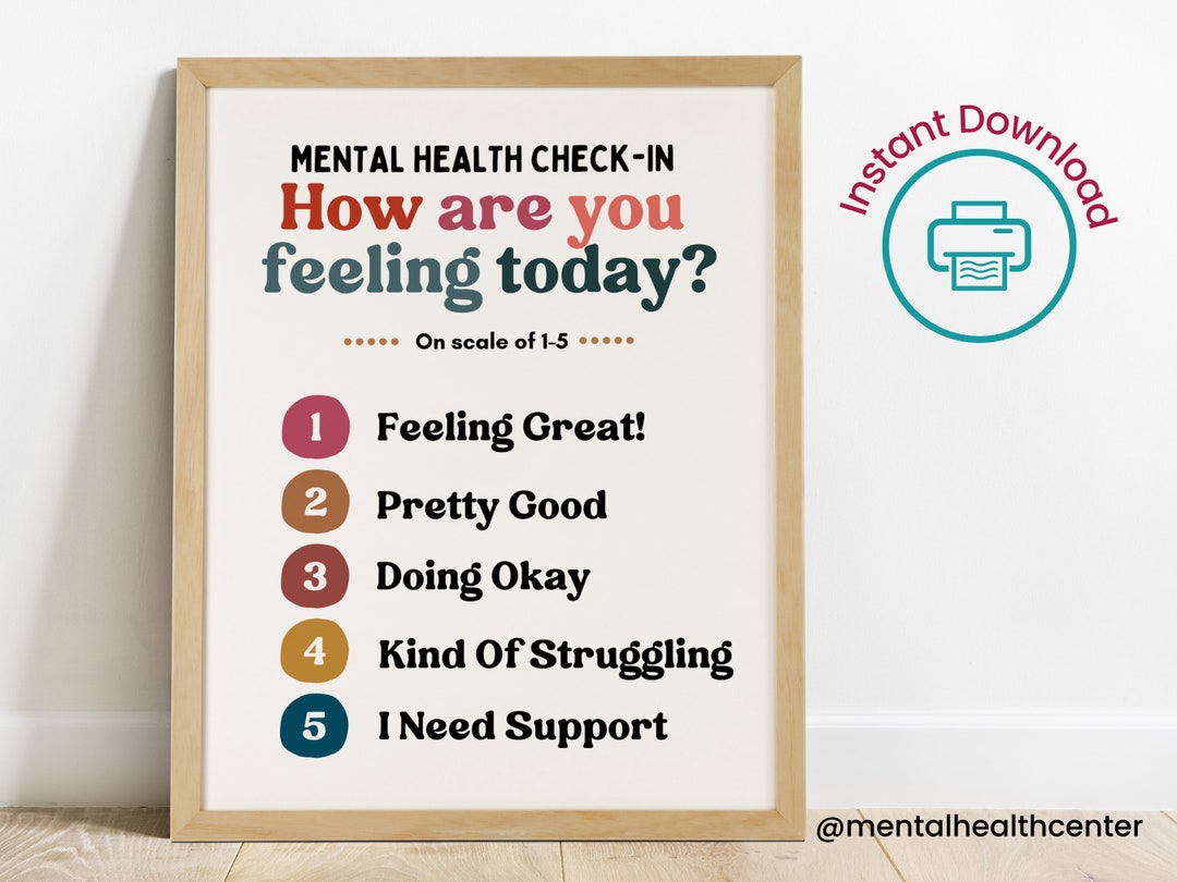 Feelings Check in Poster-mental Health Check In-self Care Poster ...