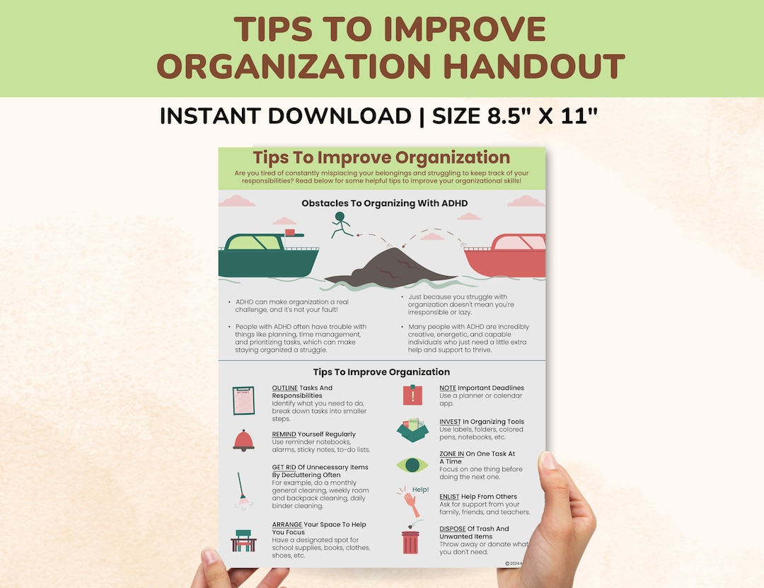 ADHD Organization Tips Coping Skills Strategy-executive Functioning ...