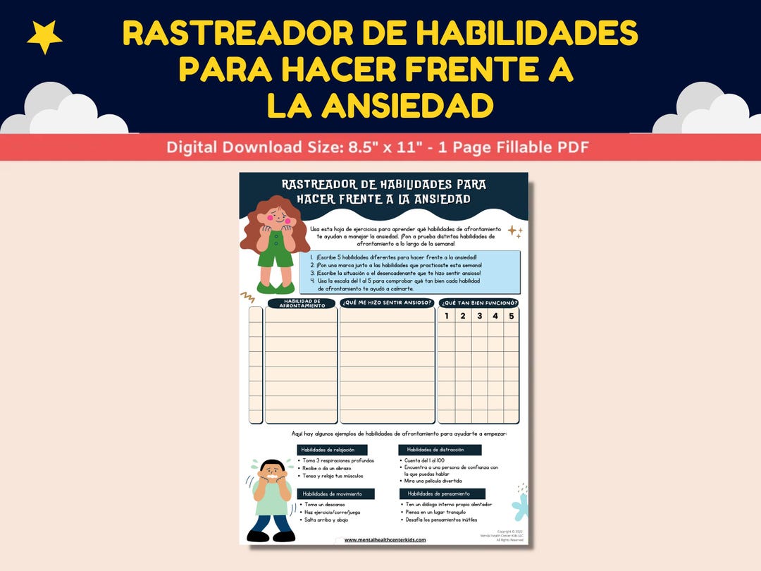 Spanish Anxiety Worksheet for Kids-teens-rastreador De Habilidades Para ...