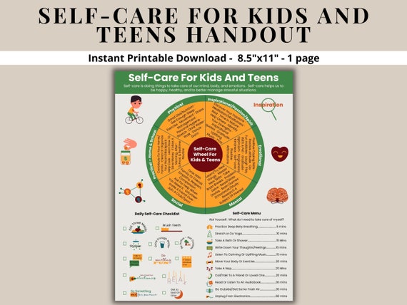Self-care for Kids & Teens Printable Poster Self Care Wheel - Etsy