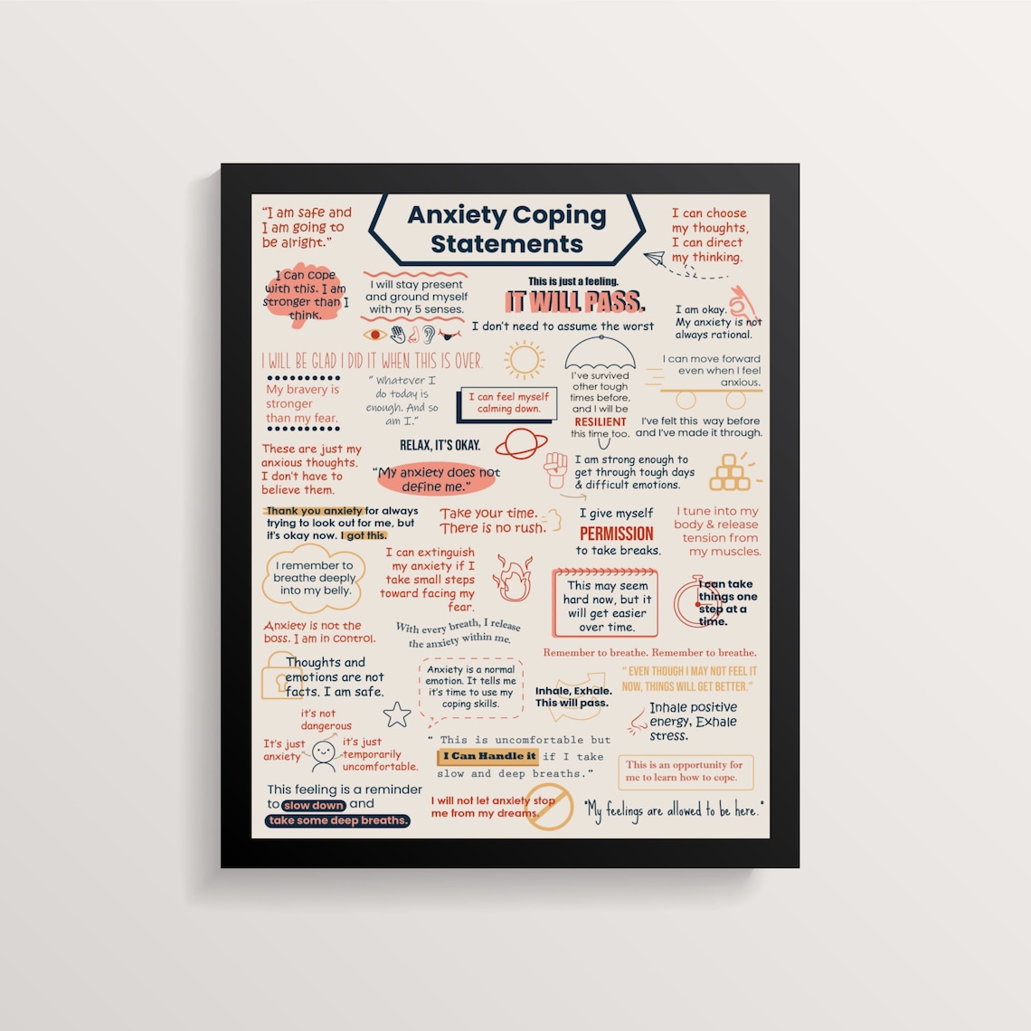 Anxiety Coping Statements Anxiety Relief Affirmations for Kids | Etsy