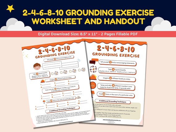 2-4-6-8-10 Grounding Exercise Worksheet Kids Teens Mindfulness | Etsy