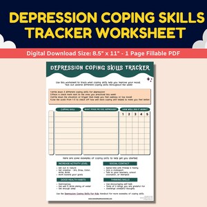 Depression Coping Skills Tracker Fillable Worksheet Kids Teens-child ...