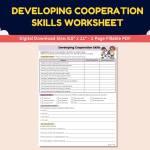 Cooperation Social Skills Worksheets for Kids-teens-students | Child ...
