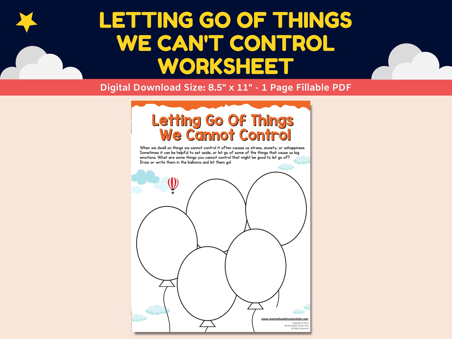 Circle of Control Worksheets for Kids Teens 4 Page Set - Etsy