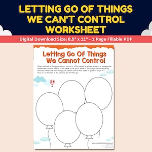 Circle of Control Worksheets for Kids Teens 4 Page Set Printable Coping ...