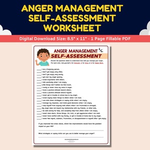 Anger Management Self-assessment Worksheet Kids Teens Adolescents ...