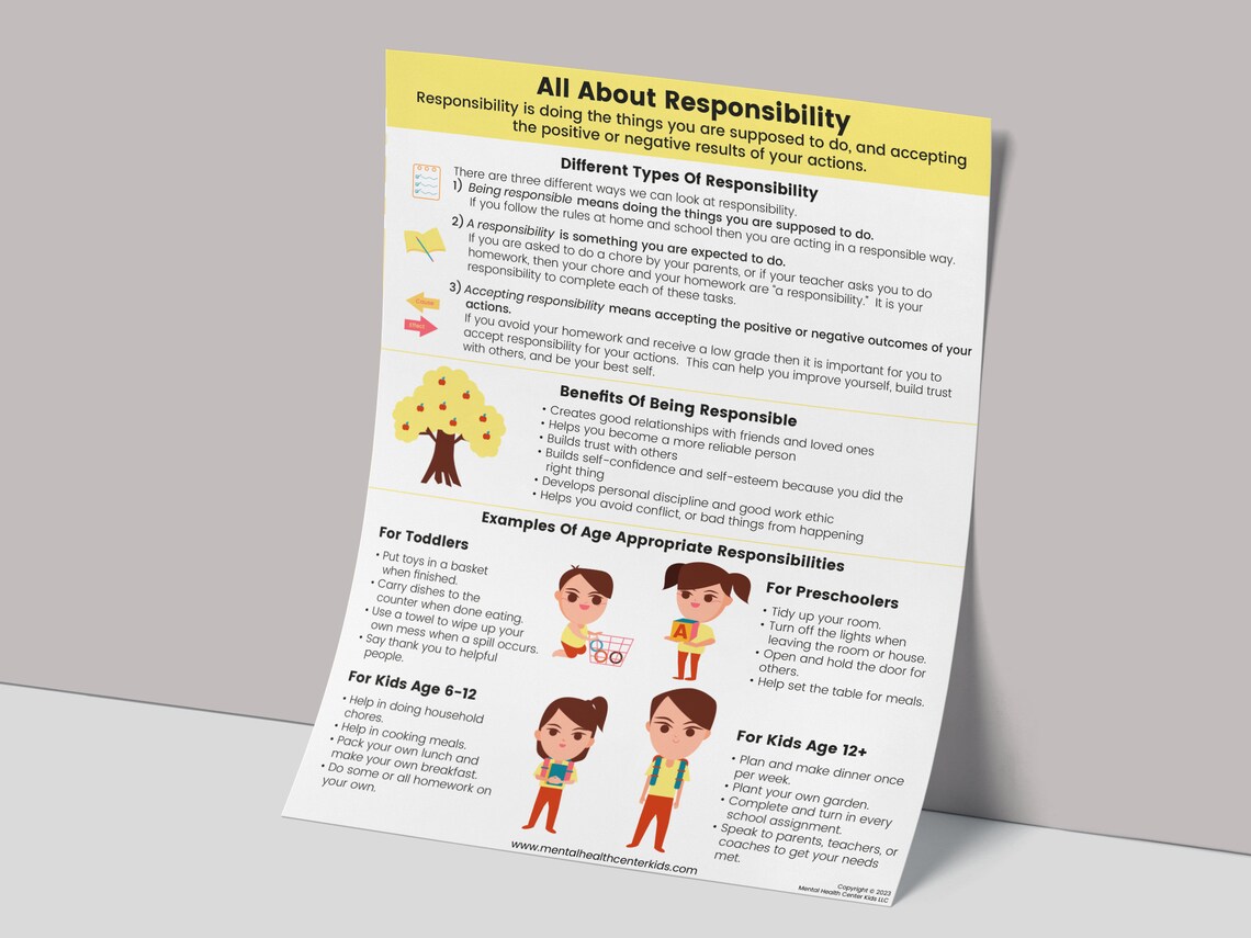 Responsibility Character Education for Kids Teens, Therapy Worksheets ...