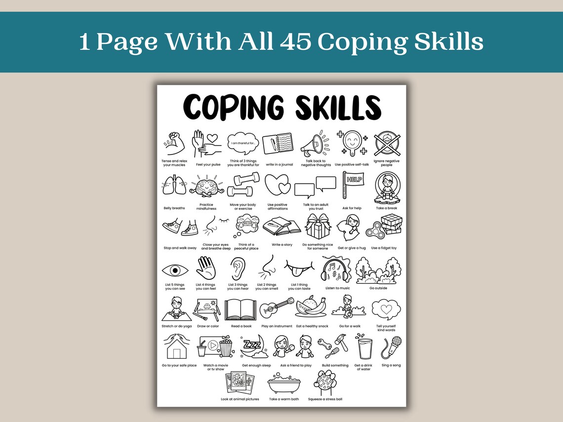 Summer Coloring Pages for Kids-color by Coping Skills Coloring - Etsy