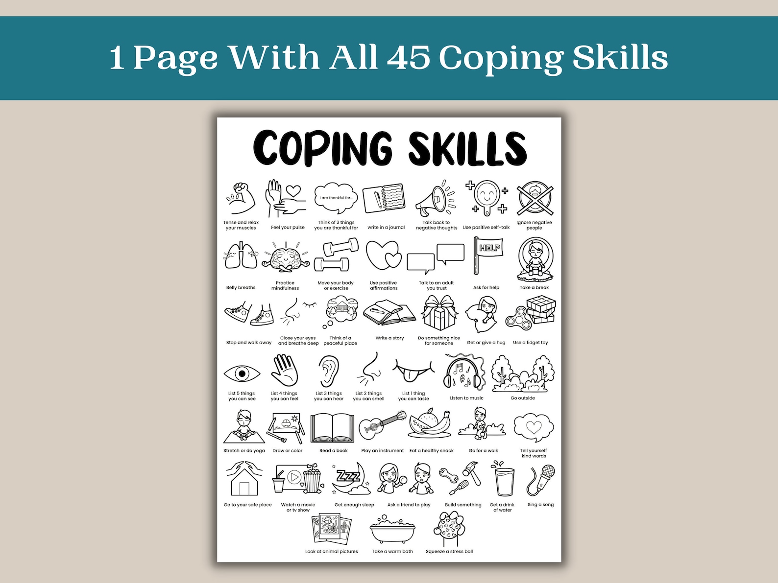 Color by Coping Skills Coloring Pages Book Printable for Kids - Etsy