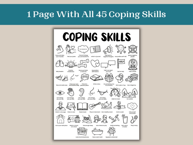 Color by Coping Skills Coloring Pages Book Printable for Kids - Etsy