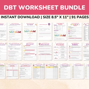 DBT Worksheets Bundle Kids-teens-adults-91 Pgs DBT Coping Skills ...
