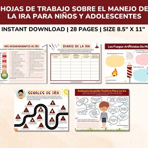 Spanish Anger Management Worksheets 20 Item Bundle for Kids-teens ...