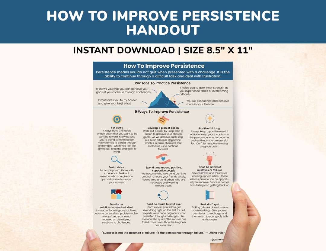 Persistence Success Strategies Motivation Poster Gift, Success Mindset ...
