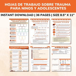 Spanish Trauma/ptsd Worksheets 20 Item Bundle for Kids-teens - Hojas De ...