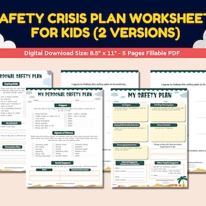 Safety Plan for Kids Teens Printable Crisis Plan Worksheet Mental ...