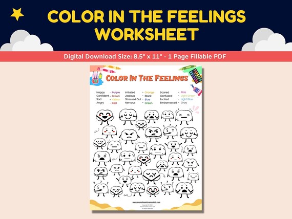 Identifying Feelings/emotions Emoji Coloring Page for | Etsy