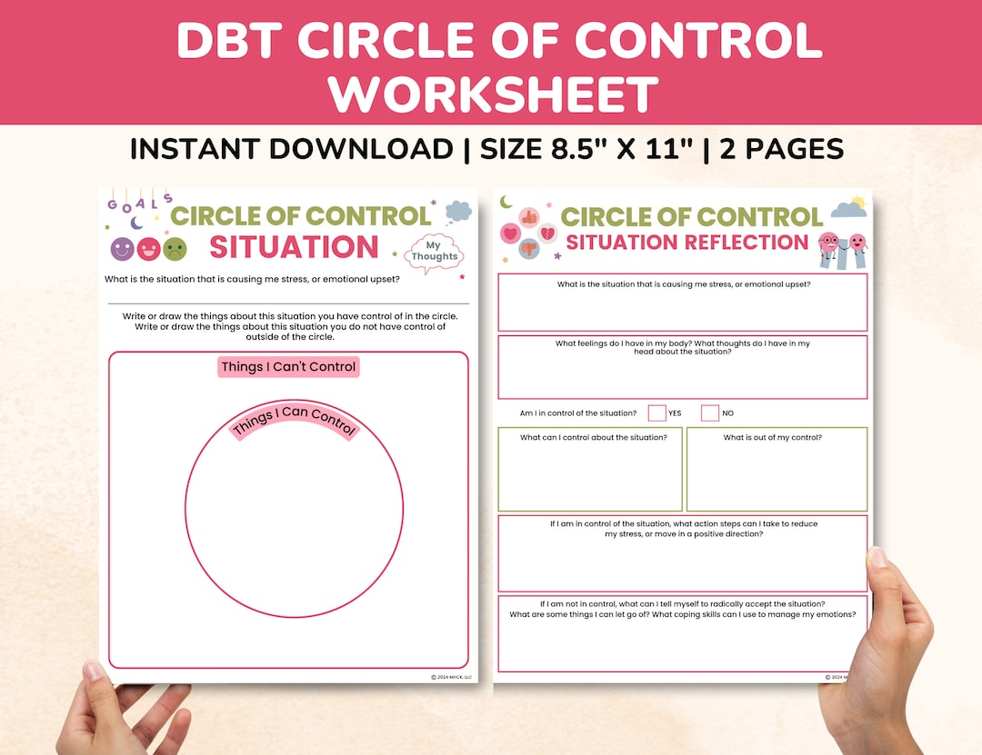 Circle of Control Worksheets 2-pages-therapy Worksheets-kids Teens ...