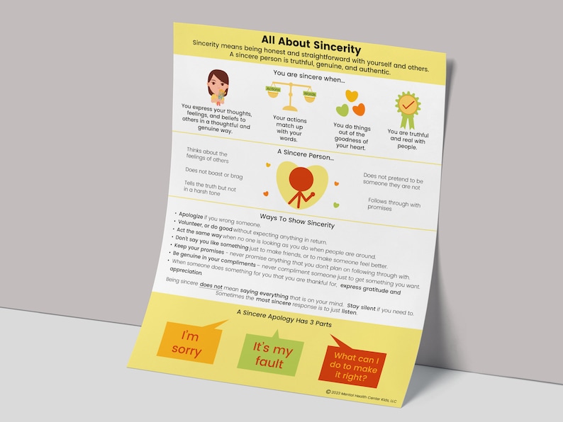 Sincerity Poster Character Education for Kids Teens-character ...