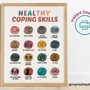 Healthy Coping Skills Therapy Poster-self Care Mental Health Poster ...