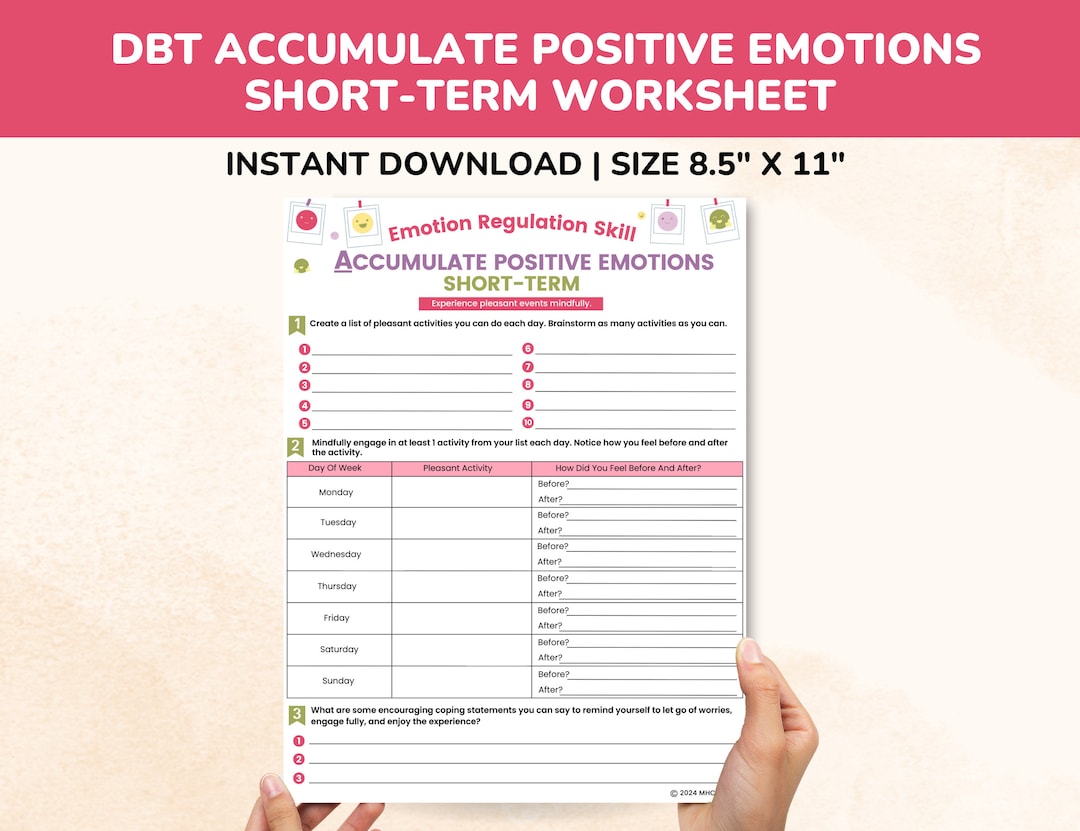Accumulate Positive Emotions Short-term DBT Worksheet-emotion ...